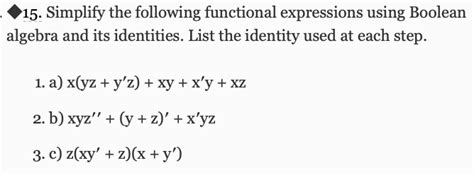 solved 15 simplify the following functional expressions