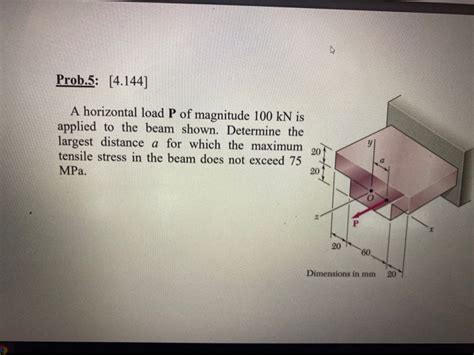 Solved Prob 5 4 144 A Horizontal Load P Of Magnitude 100 Chegg