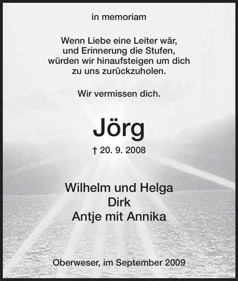 Traueranzeigen von Jörg Unbekannt Trauer HNA de