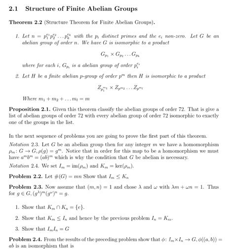 solved 2 1 structure of finite abelian groups theorem 2 2