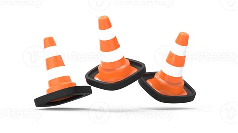 Three Traffic Cone 3d Illustration Rendering 49389153 PNG
