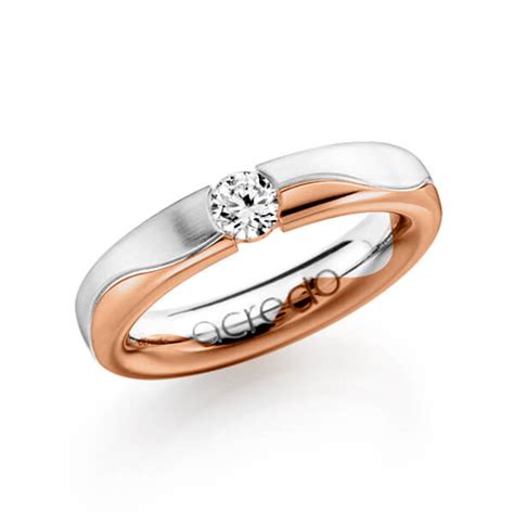 bicolor Trauring Ehering in Weißgold 585 Rotgold 585 mit 0 3 ct