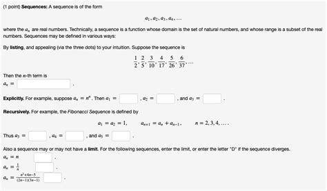 solved 1 point sequences a sequence is of the form