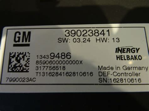 ORG STEUERGERÄT CONTROL MODUL ADDITIV ADBLUE OPEL ZAFIRA C 39023841