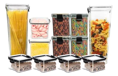 Kit 12 Potes Herméticos Acrílico Quadrado Empilháveis Frete grátis