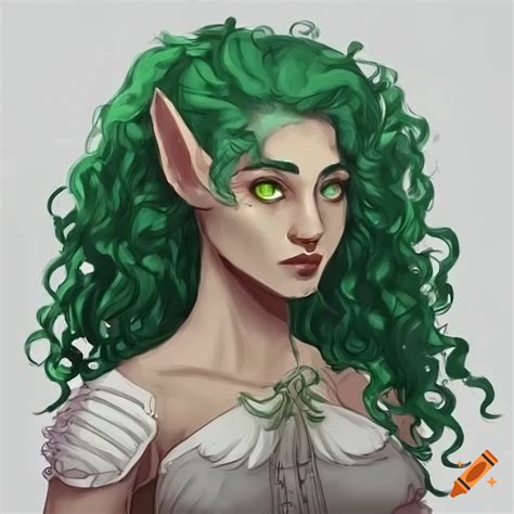 Female Firblog Character With Light Grey Fur And Curly Green Hair On Craiyon