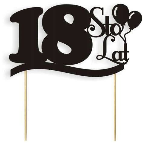 Dekoracja Na Tort 18 URODZINY Cake Topper CZARNY 6676700196 Allegro Pl