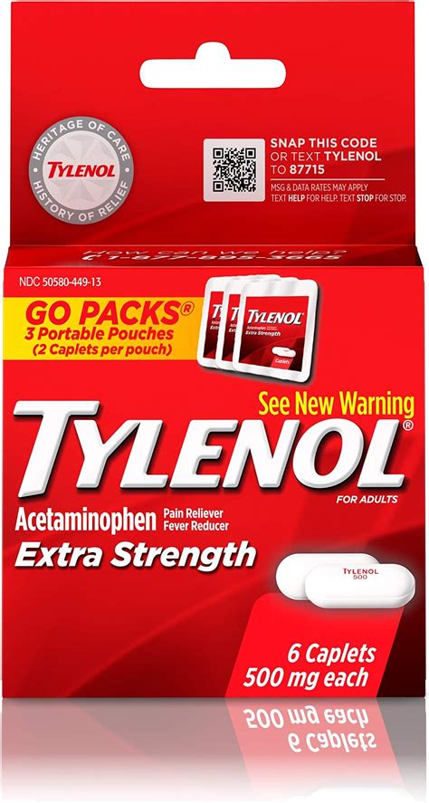 Amazon Tylenol Extra Strength Caplets With 500 Mg Acetaminophen