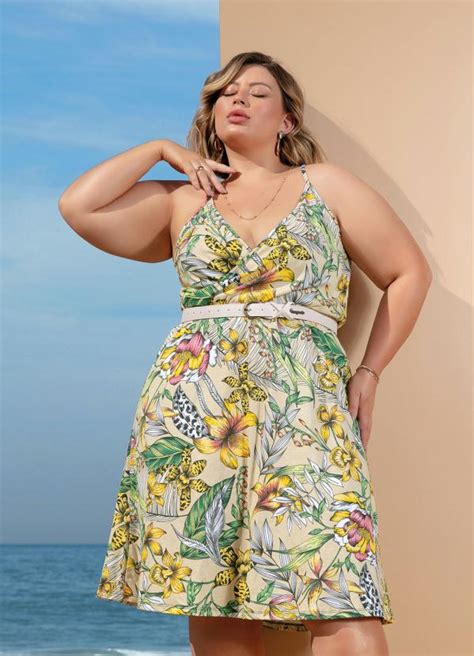 Vestido Floral Nude Transpassado Plus Size Marguerite