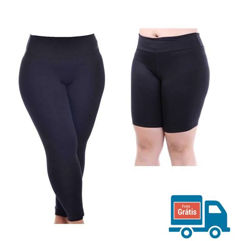 Calça Legging Feminina Plus Size Shorts Legging Fitness Academia