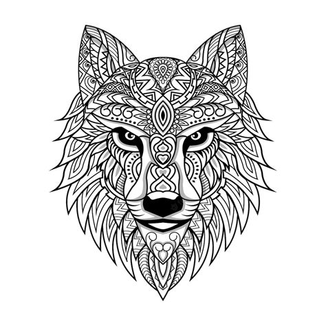 Coloriage tête de loup mandala Coloriage Loup