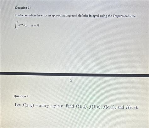 solved find a bound on the error in approximating each