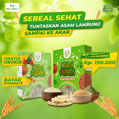 Jual Sereal Nutriflakes 2 Box Dari Umbi Garut Atasi Masalah Asam
