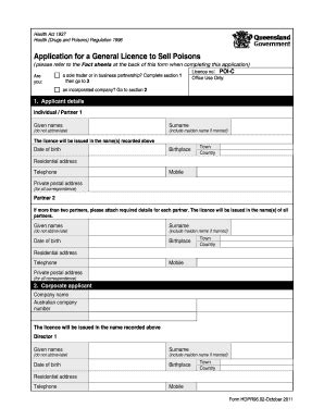 Fillable Online Health Qld Gov Application For A General Licence To