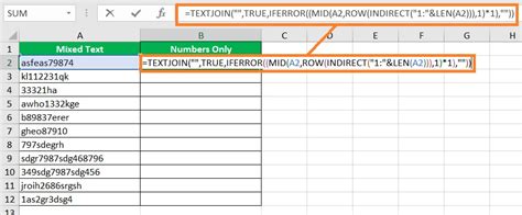extract numbers from mixed text strings in excel