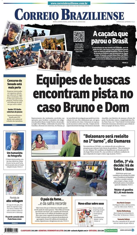 Capa Correio Braziliense Edição Quinta 9 de Junho de 2022