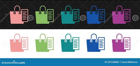 Establecer Icono De Lista De Compras Aislado En Fondo Blanco Y Negro