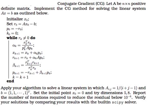 conjugate gradient cg let a be n×n positive