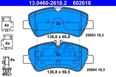 klocki hamulcowe Ford Transit Tourneo Custom tył ATE 13 0460 2618 2