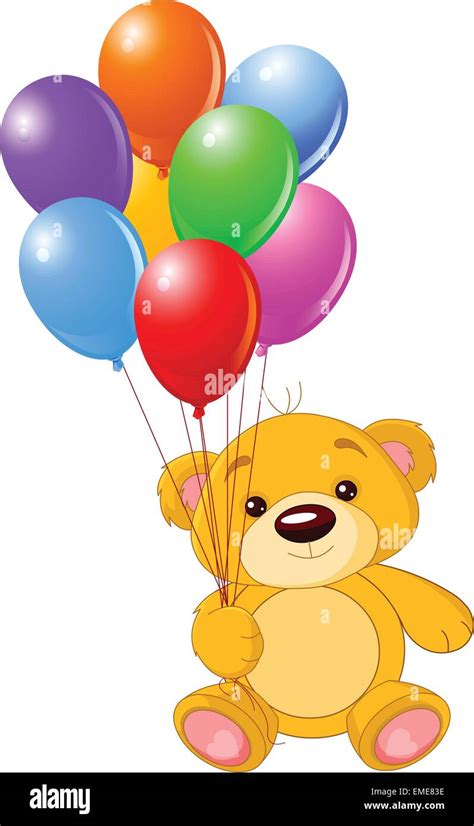 Oso De Peluche Con Globos Imagen Vector De Stock Alamy