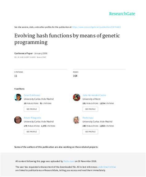 pdf evolving hash functions by means of genetic programming pedro isasi