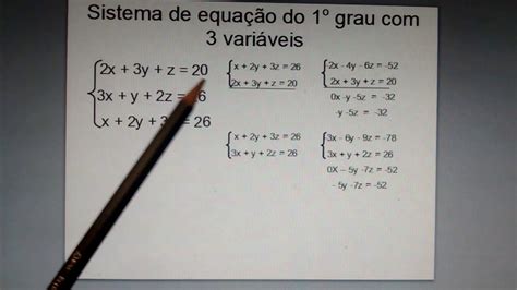 Exercício Sistema de equação do 1º grau 3 variáveis YouTube