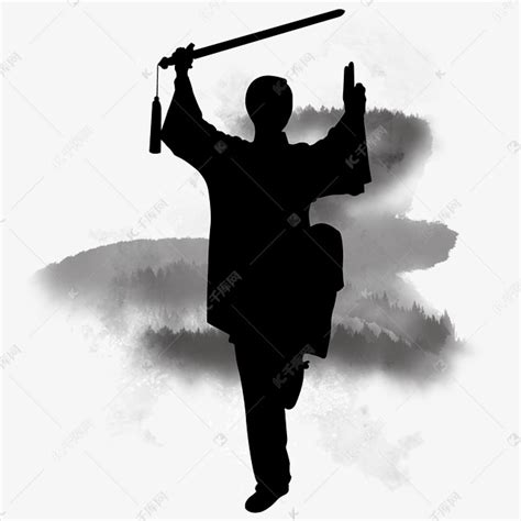 打太极武术人物剪影素材图片免费下载 千库网