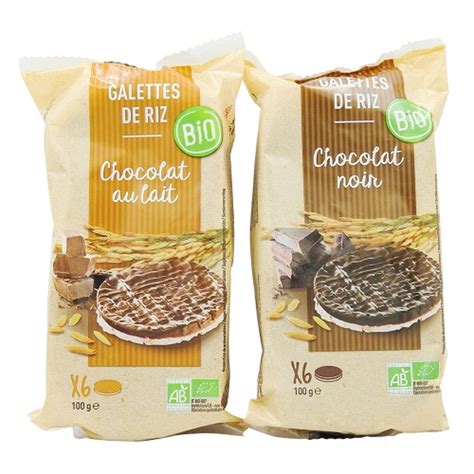 Galettes De Riz Chocolat Noir Bio Paquet 100g l unité de 0 1 kg à