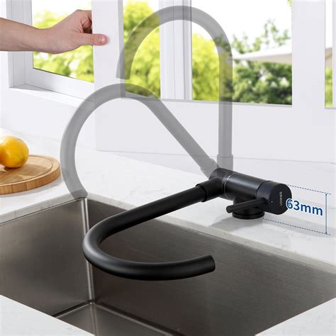 Mitigeur de Cuisine Lonheo Noir Rabattable Pivotant à 360 Robinet de