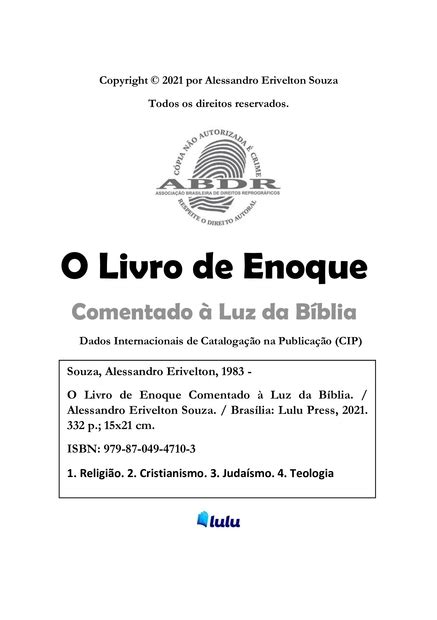 O Livro de Enoque Comentado à Luz da Bíblia por ALESSANDRO ERIVELTON