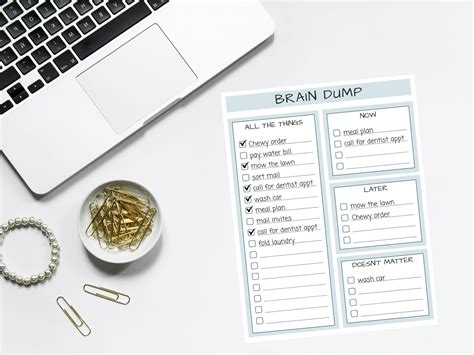 Brain Dump Printable Brain Dump Template To Do List Minimalist