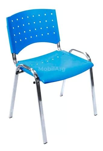 Silla Cromada Apilable Oficina Fija Asiento Plastico