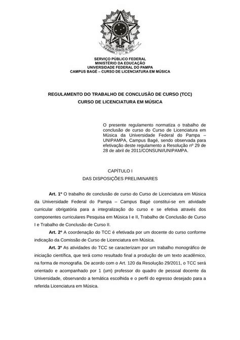 PDF REGULAMENTO DO TRABALHO DE CONCLUSÃO DE CURSO cursos unipampa