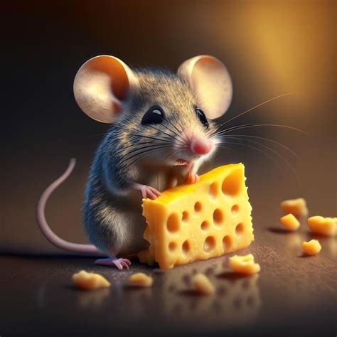 Premium Photo A Mouse Is Eating A Piece Of Cheese With The Word