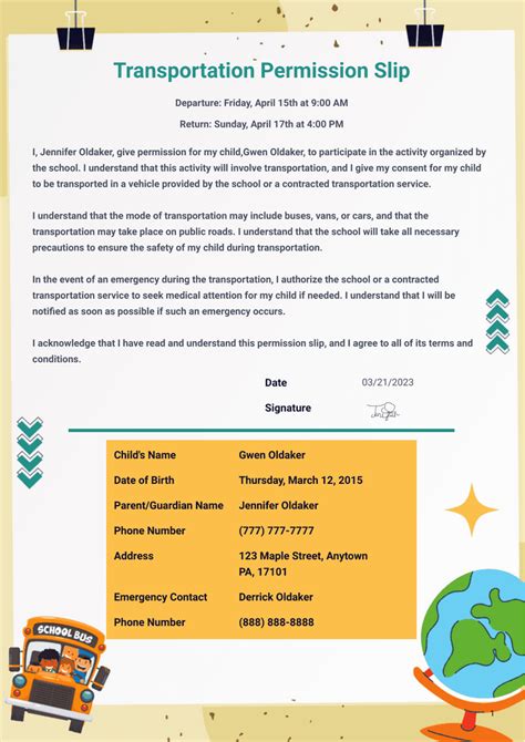 Transportation Permission Slip Template PDF Templates Jotform