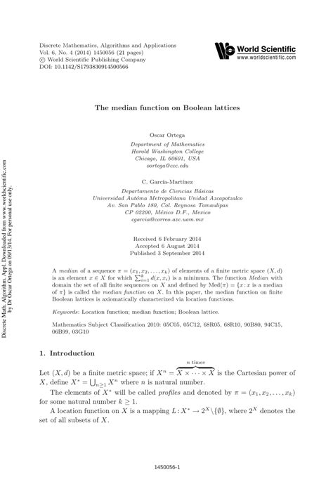 pdf the median function on boolean lattices