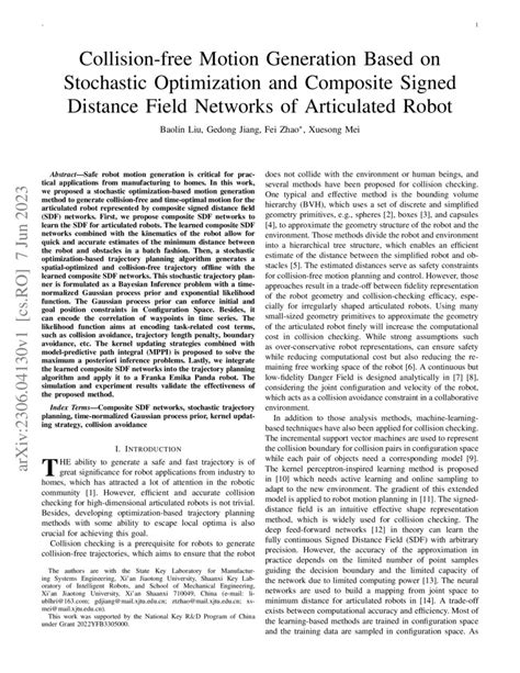 collision free motion generation based on stochastic optimization and composite signed distance