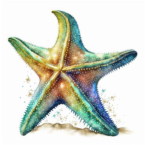 Ilustra O Em Aquarela De Um Objeto Isolado De Estrela Do Mar Coral Em