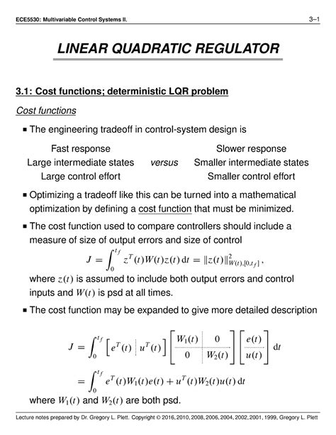 linear quadratic regulator ece5530 multivariable control systems ii 3 linear quadratic