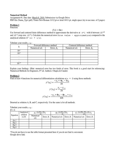 assignment numerical differentiation pdf numerical analysis finite difference