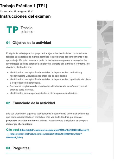 Examen Trabajo Práctico 1 TP1 Psicología DEL Aprendizaje 80