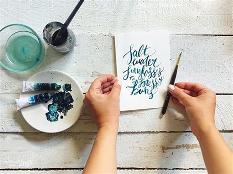 Watercolor Brush Lettering Tutorial We Lived Happily Ever After