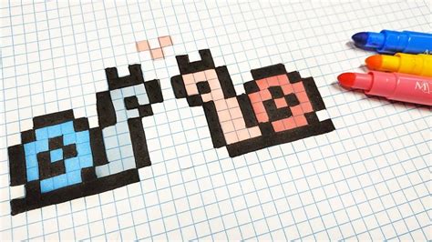 Pixel Art Hecho a mano Cómo dibujar Caracoles enamorados Dibujos en