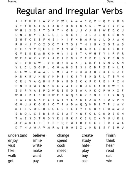 Regular And Irregular Verbs Word Search WordMint