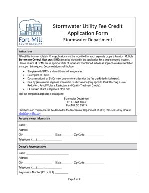 Fillable Online Stormwater Utility Fee Credit Application Form Fort