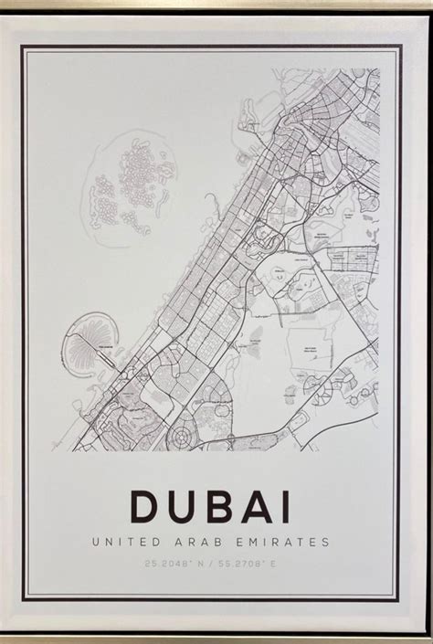 Dubai City Map Framed Print