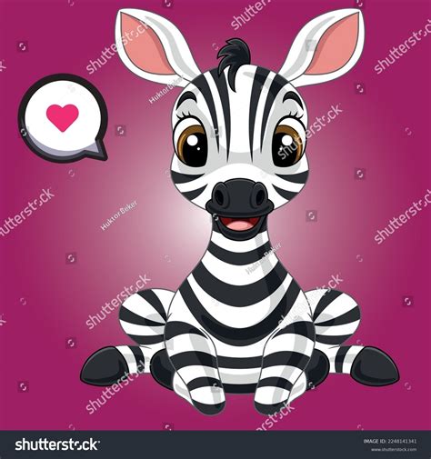Cartoon Cute Baby Zebra Sitting On Stock Vector Royalty Free