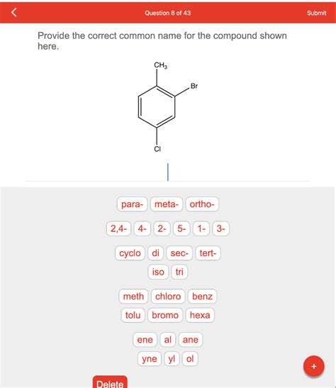 Solved Provide The Correct Common Name For The Compound Chegg