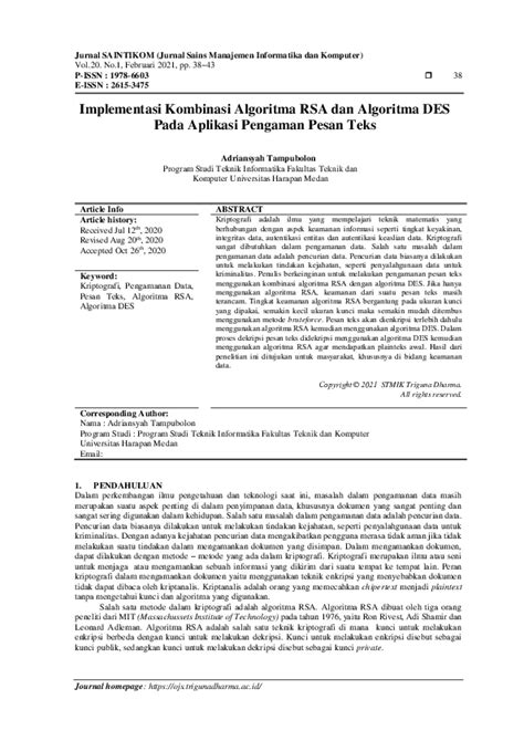pdf implementasi kombinasi algoritma rsa dan algoritma des pada aplikasi pengaman pesan teks