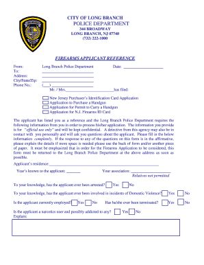 Fillable Online FIREARMS APPLICANT REFERENCE Fax Email Print PdfFiller